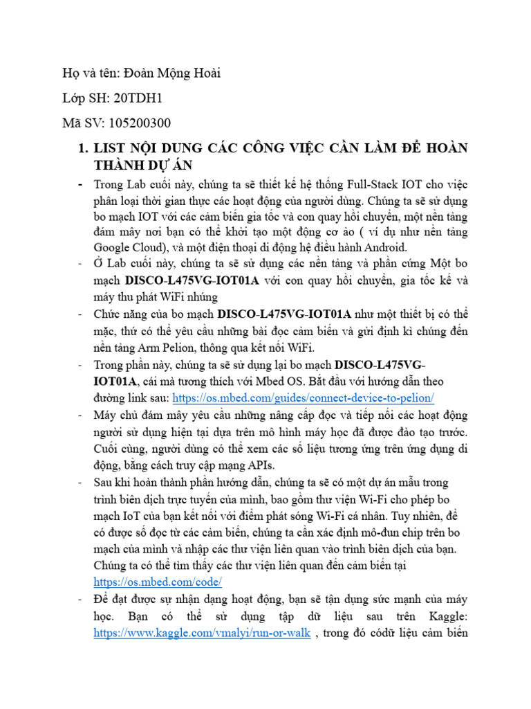 Bài tập IOT | PDF