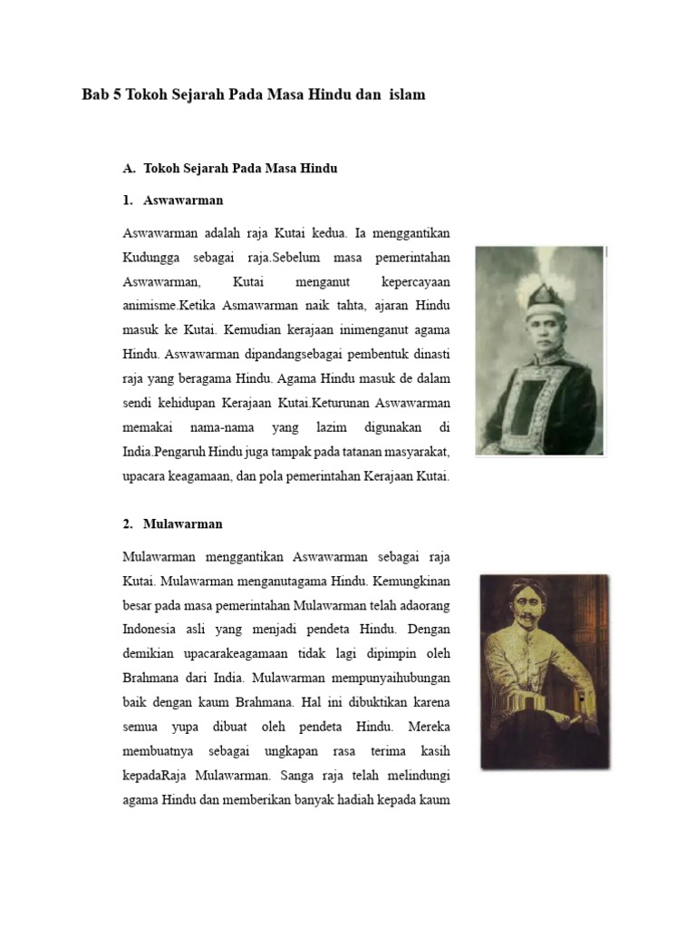 Tokoh Sejarah Hindu dan Islam Indonesia | PDF