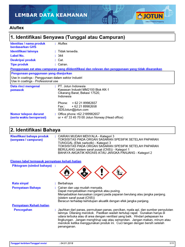Lembar Data Keamanan Aluflex Jotun | PDF | Pengembangan Diri