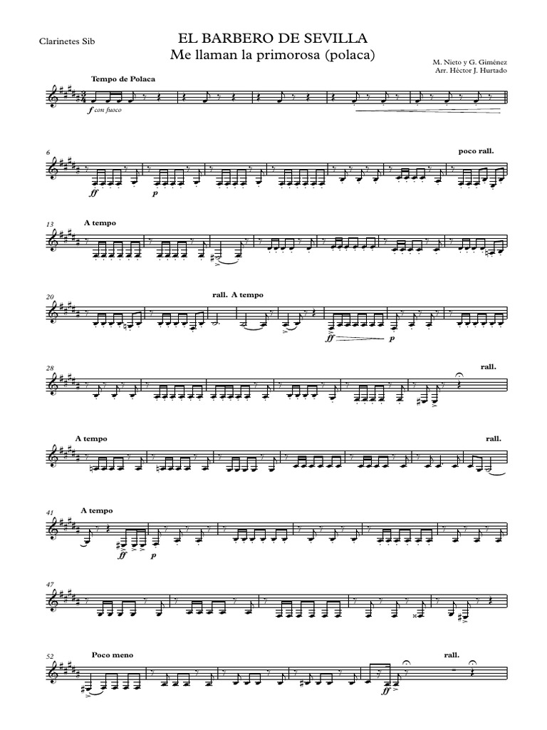 Me Llaman La Primorosa - Clarinetes en Sib | PDF