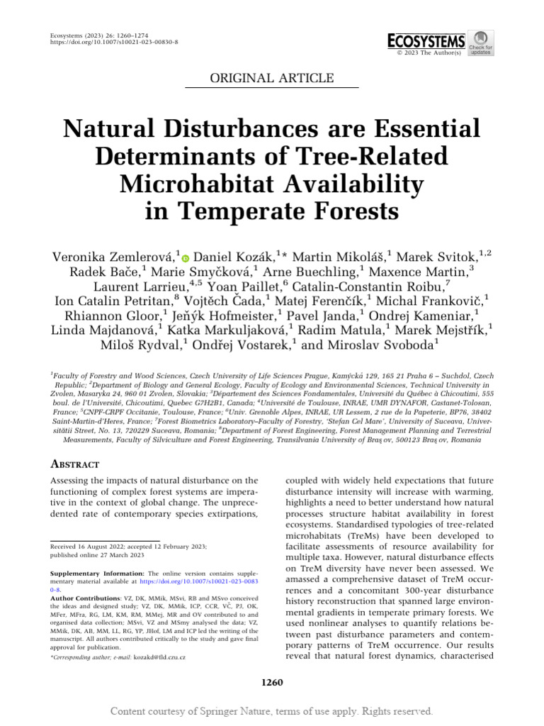 Natural Disturbances Are Essential Determinants of | PDF | Disturbance ...