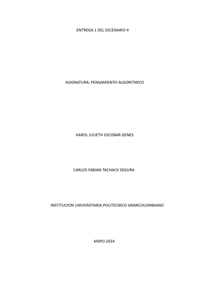 Entrega 1 Del Escenario 4 | PDF | Dinero | Entero