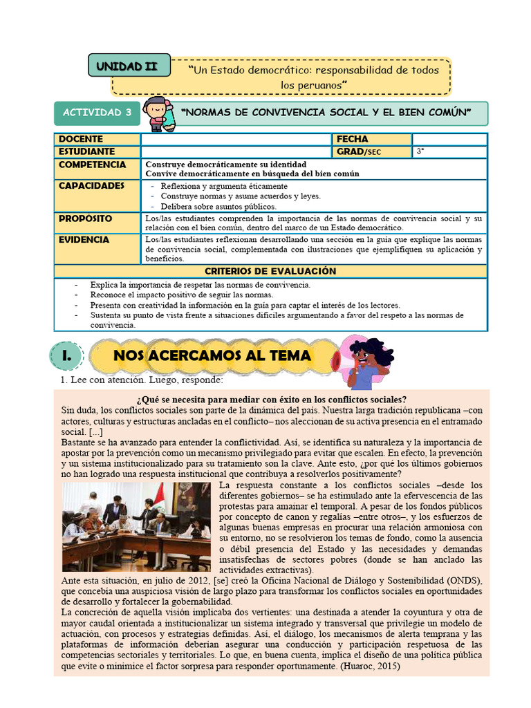 3° DPCC - Actv.03-Uni.2 2024 | PDF | Conflicto (proceso) | Democracia