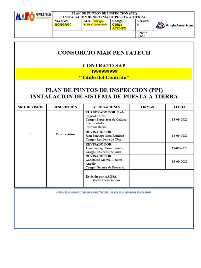 Plan de Puntos de Inspeccion (Ppi) Instalacion de Spat | PDF