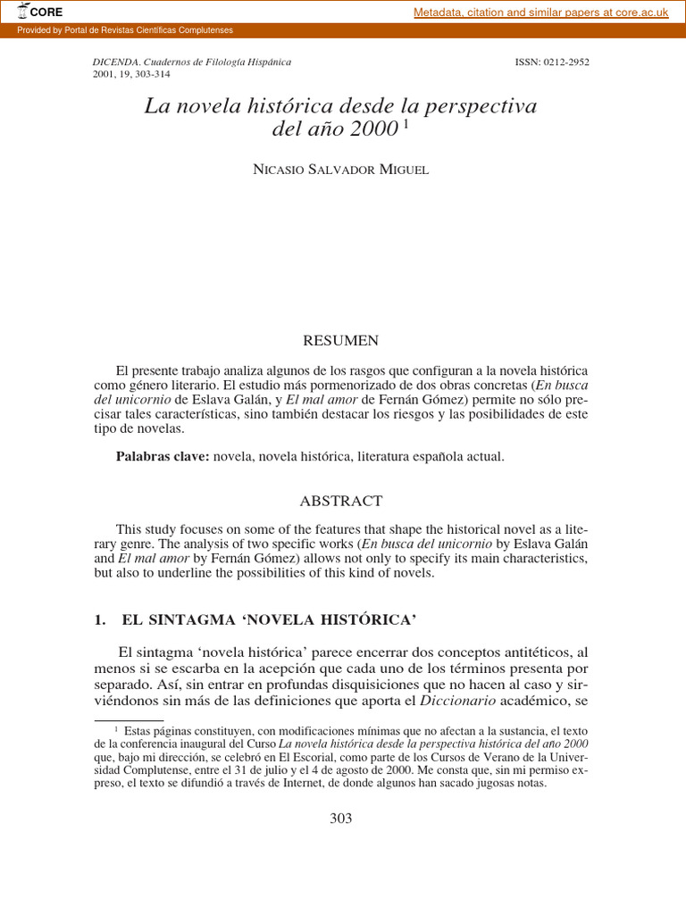 Características de la novela histórica 2000 | PDF | Novelas | Ficción ...