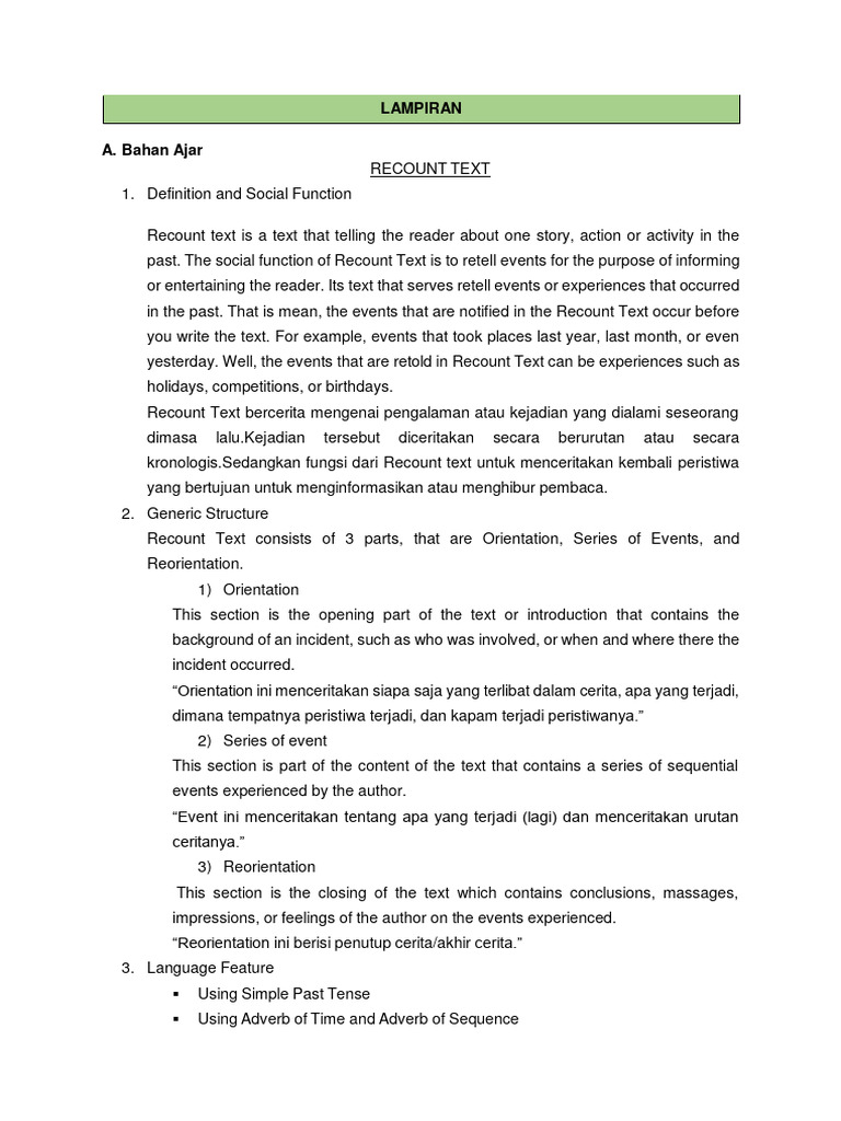 LAMPIRAN LKPD Recount Text | PDF | Filsafat