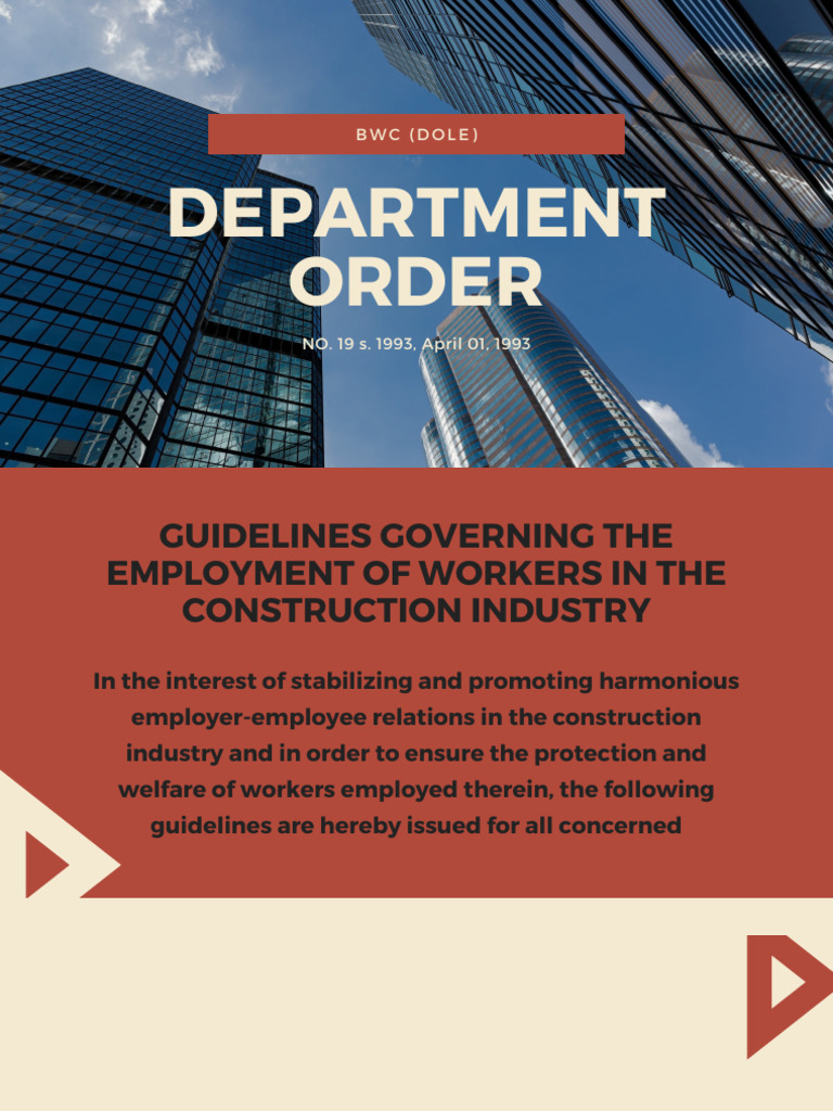 BWC Dole Department Order No. 19 S. 1993 April 01 1993 | Download Free ...