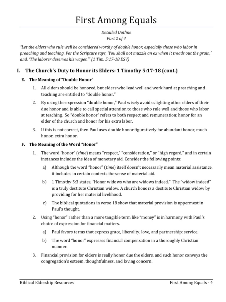 First Among Equals 2 Doutline | PDF | Paul The Apostle | Elder ...