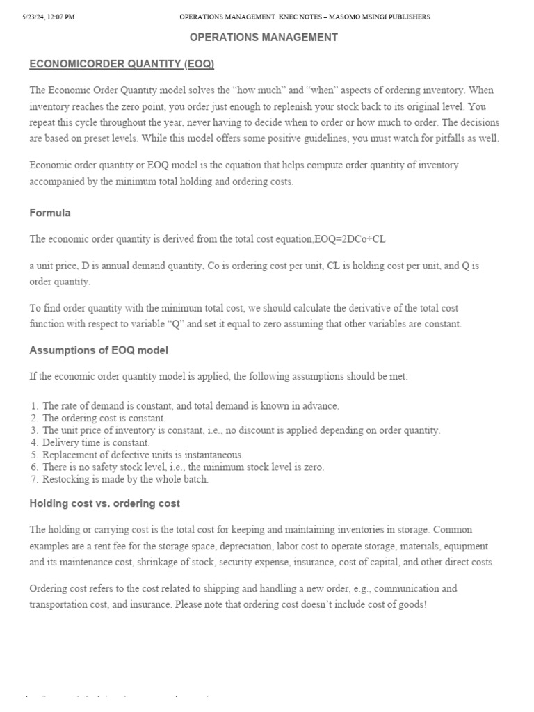 Operations Management Knec Notes | PDF | Barcode | Radio Frequency ...