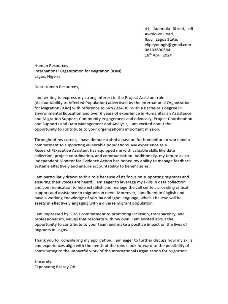 Letter for Project Assistance | Download Free PDF | International ...