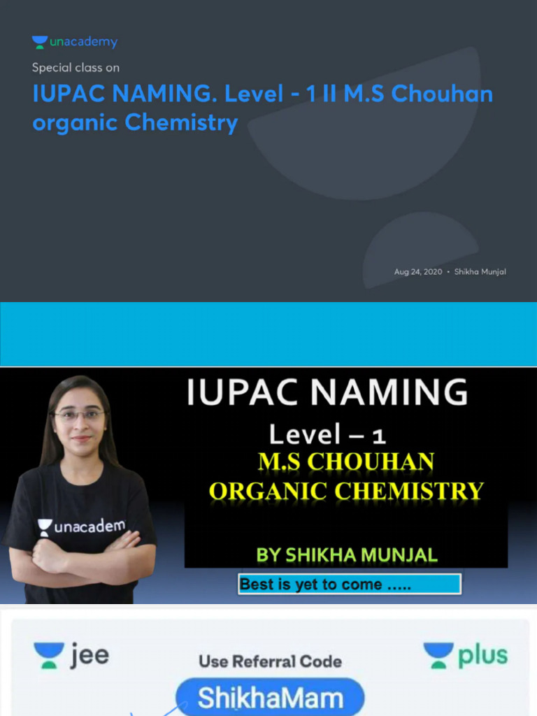IUPAC NAMING Level 1 II MS Chouhan Organic Chemistry With Anno | PDF