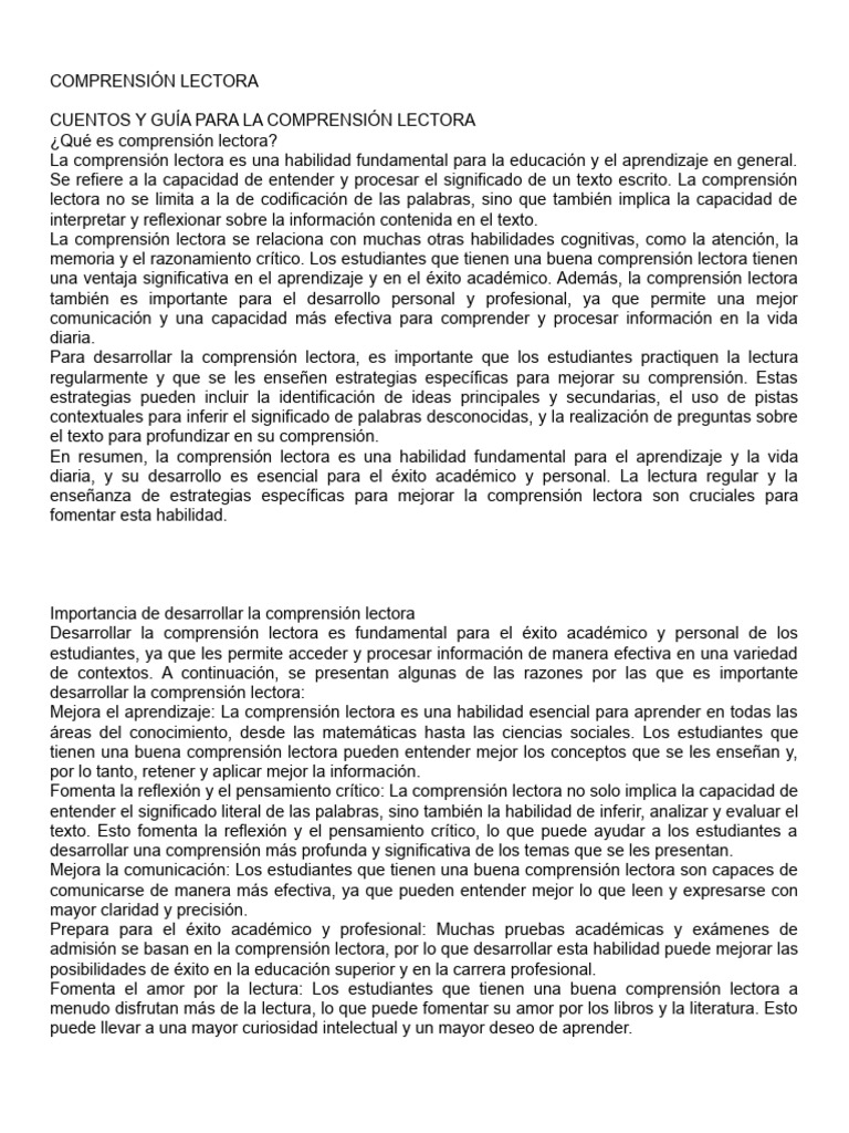 Estrategias para Mejorar la Comprensión Lectora | PDF | Comprensión ...