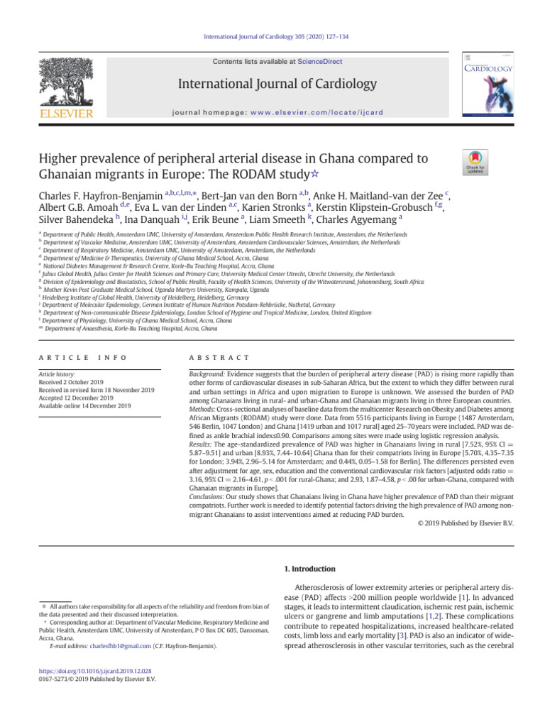 Hayfron-Benjamin 2020 Ghana RODAM | PDF | Blood Pressure | Cardiovascular Diseases