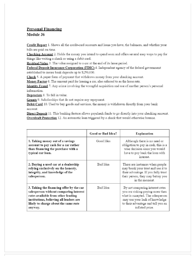 2022-09-29 Module 36 - Personal Financing - Google Docs | PDF