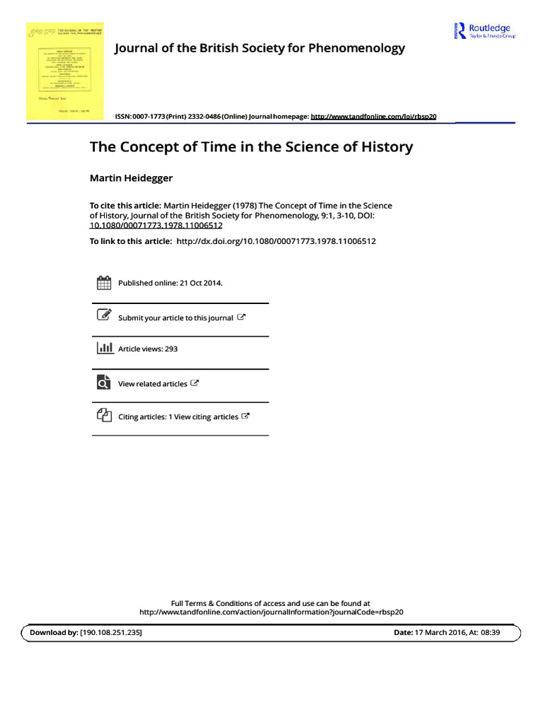 Heidegger The Concept of Time in The Science of History Compress | PDF ...