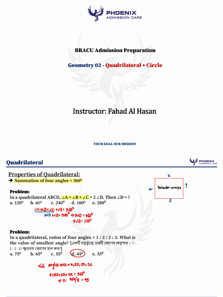 Class Slide (3) - Quadrilateral + Circle | PDF