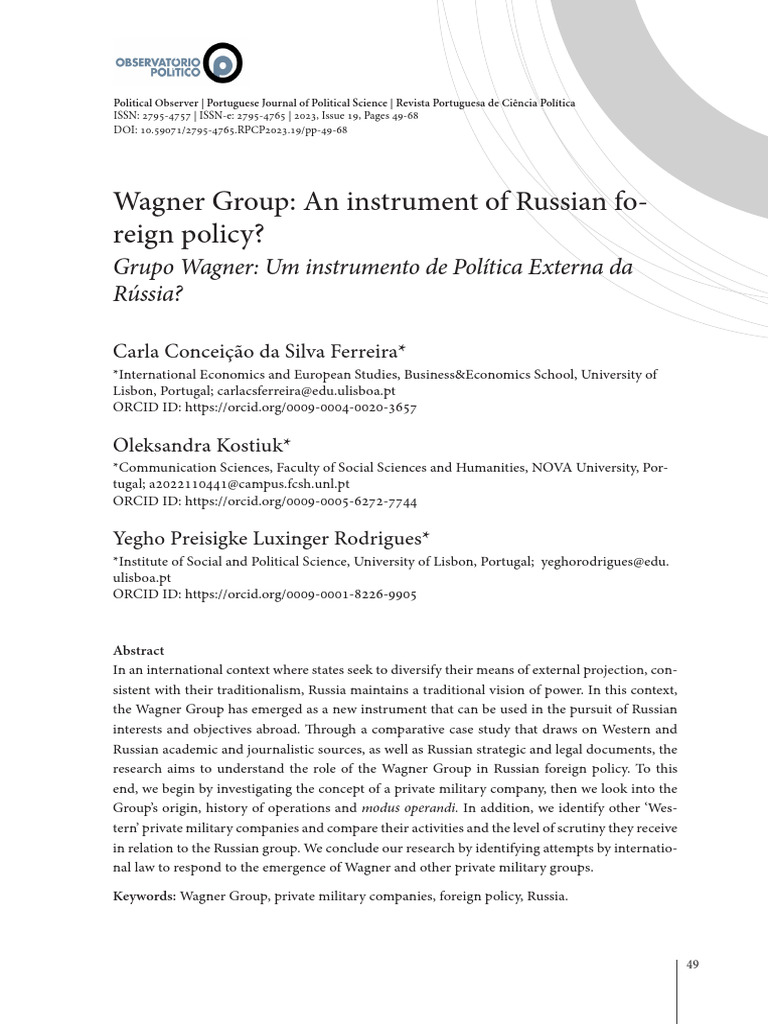 Wagner Group An Instrument of Russian Foreign Poli | PDF
