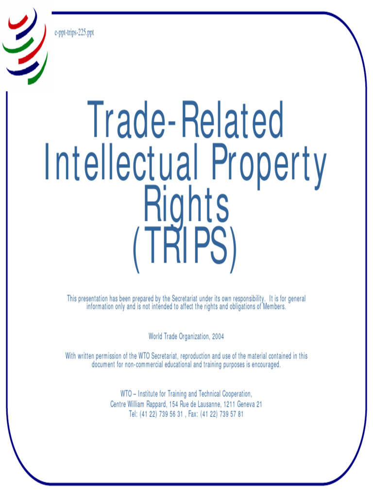 TRIPS (Presentation) | PDF | Trips Agreement | Intellectual Property