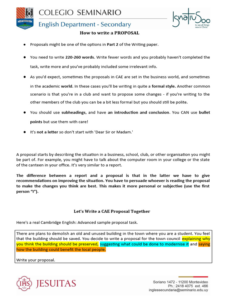How To Write A Proposal CAE 2023 | PDF | Human Communication