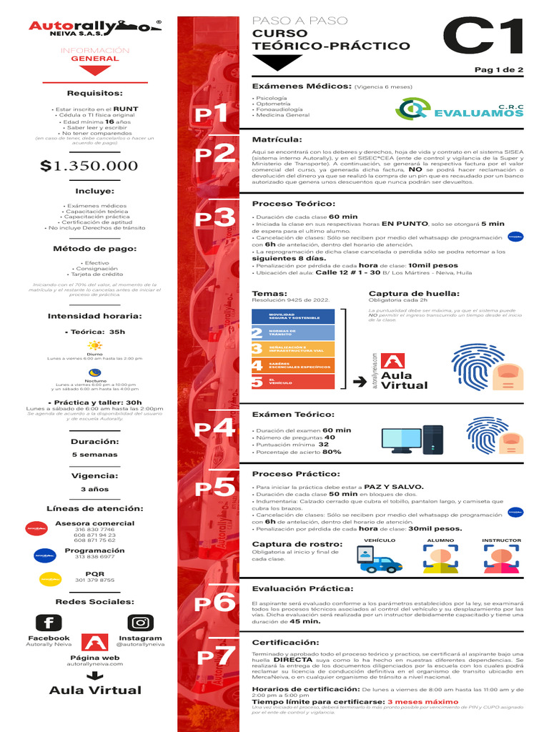 C1 - AutorallyNeiva DESCRIPCION GENERAL CURSO TEORICO PRACTICO | PDF