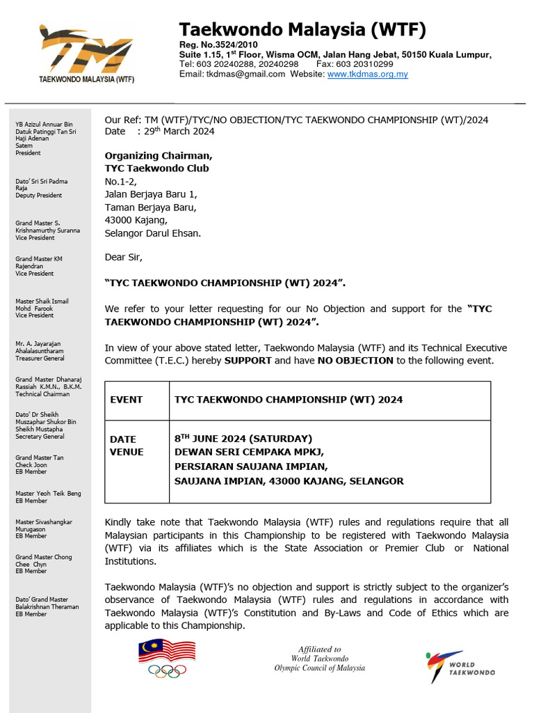 Tyc Open - 27032024 1 | PDF | Taekwondo | Korean Martial Arts