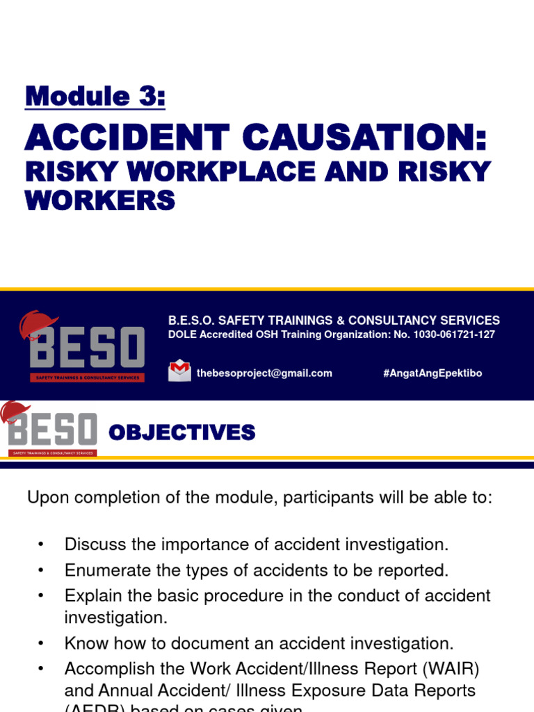 Module 3 - Accident Causation - Risky Workplace and Risky Workers | PDF ...