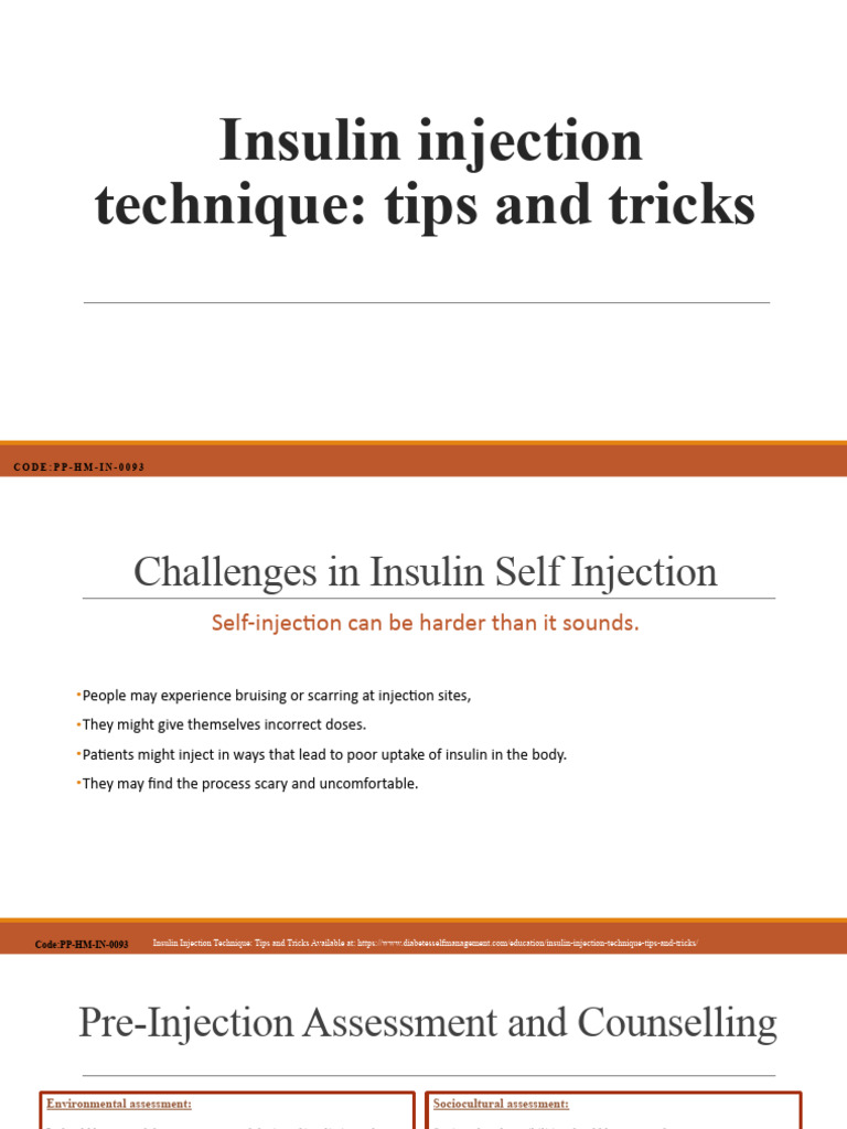 Insulin Injection Techniques-Tips and Tricks | PDF | Injection ...