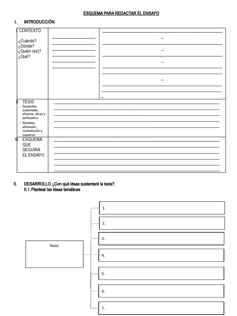 ESQUEMA PARA REDACTAR EL ENSAYO | Descargar gratis PDF | Ensayos