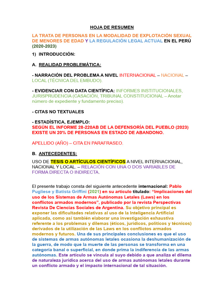 HOJA DE RESUMEN - D.C. | Descargar gratis PDF | Trata de personas