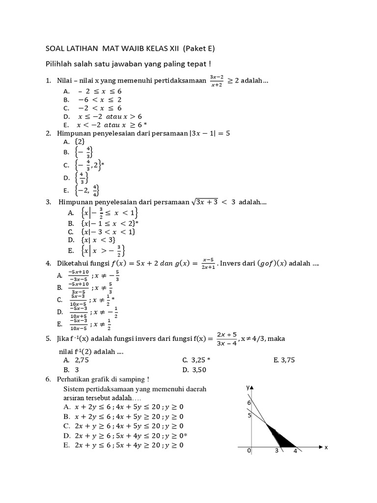 Soal Latihan Mat Wajib Kelas Xii | PDF