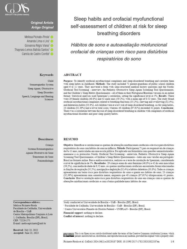 Sleep Habits and Orofacial Myofunctional | PDF | Sleep Apnea | Physiology