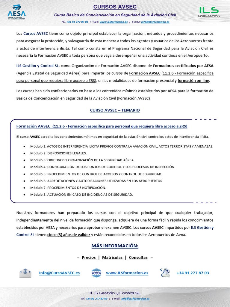 Dosier Curso AVSEC ILS Formacion 1 | PDF | Informática | Tecnología
