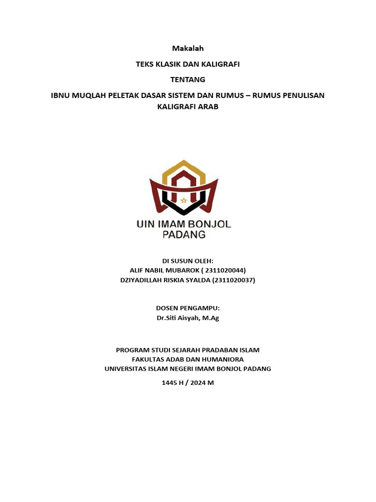 Ibnu Muqlah: Pelopor Kaligrafi Arab | PDF