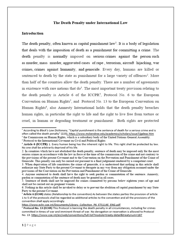Death Penalty and International Law | PDF | Capital Punishment ...