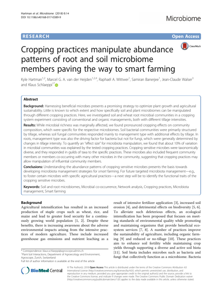 Cropping Practices Manipulate Abundance Patterns of Root and Soil Microbiome | PDF | Microbiota ...