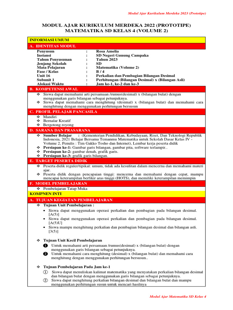 Modul Ajar MTK | PDF | Metode & Bahan Ajar
