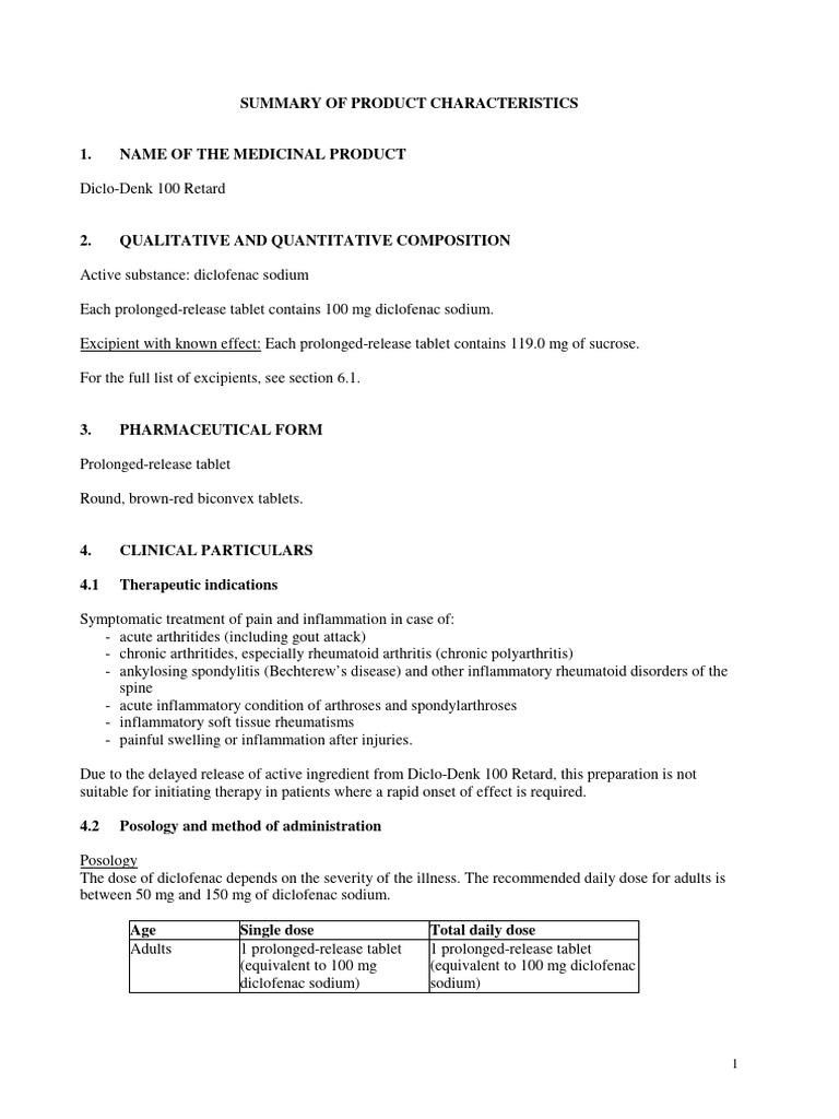 Diclo-Denk 100 Retard Dosage Guidelines | PDF | Nonsteroidal Anti ...
