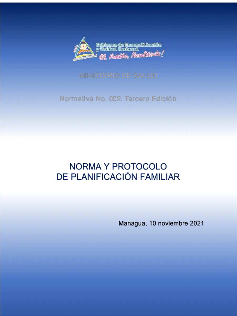 Norma Y Protocolo de Planificación Familiar | PDF | Control de la natalidad | Planificación familiar
