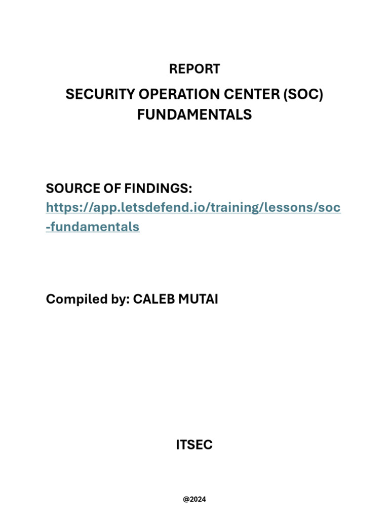 SOC Fundamentals Report | PDF | Security | Computer Security