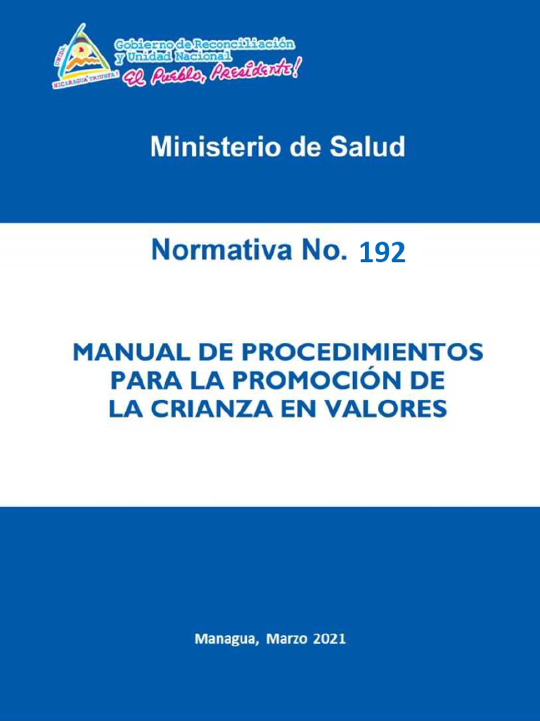 Normativa No. 192 Manual de Procedimientos para La Promoción de La Crianza en Valores | PDF ...