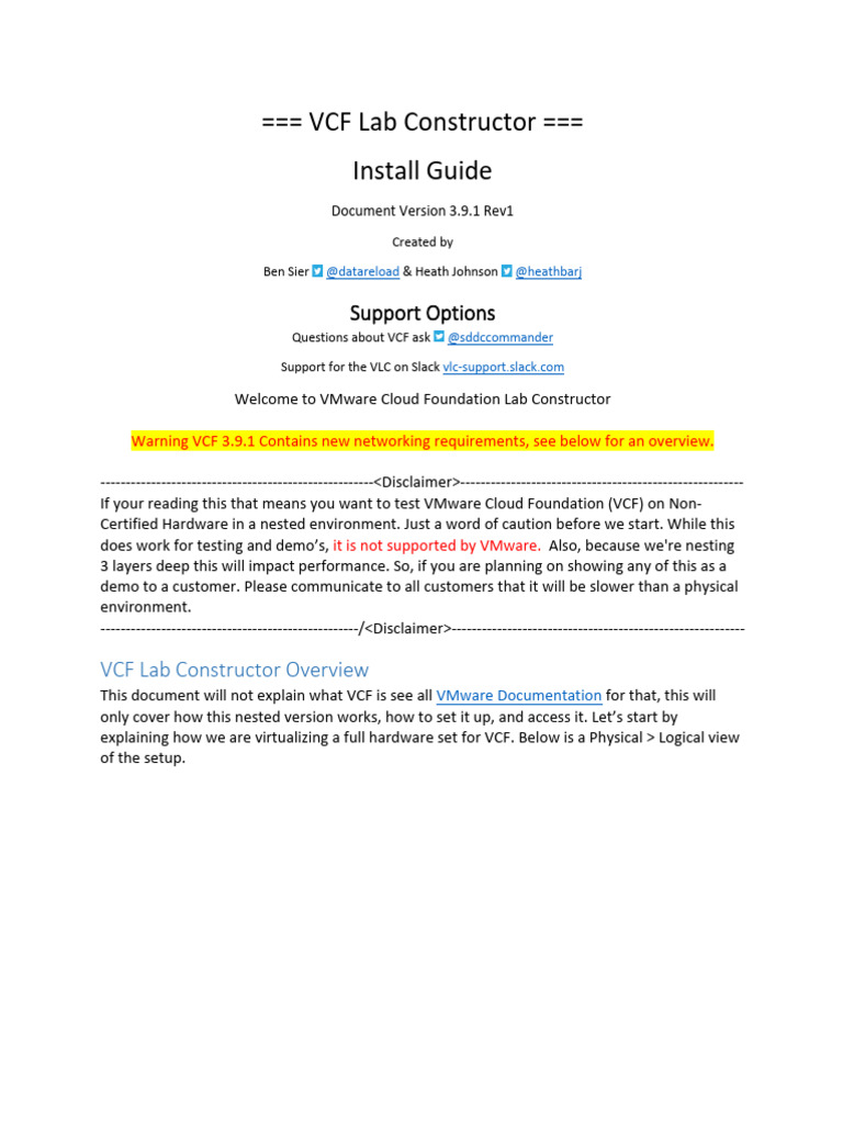 VCF Lab Constructor Install Guide 391rev1 | PDF | Router (Computing) | Computer Network