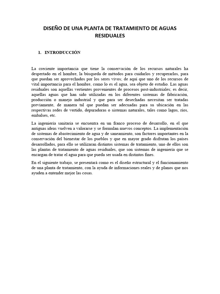 Diseño de una planta de tratamiento de aguas residuales | Descargar gratis PDF | Tratamiento de ...