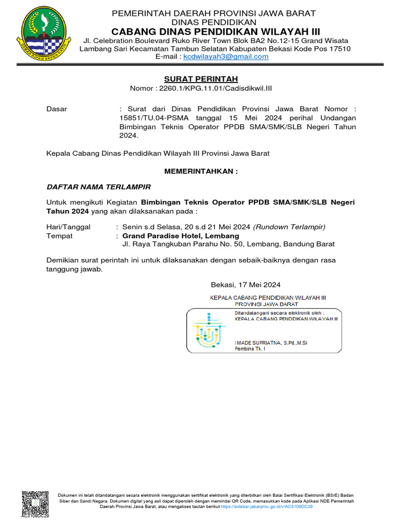 Rev01-SP Bimtek Operator PPDB SMA SMK SLB Negeri Tahun 2024 20052024 011750 Signed | PDF