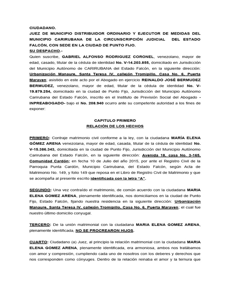 Documento Divorcio | PDF | Divorcio | Matrimonio