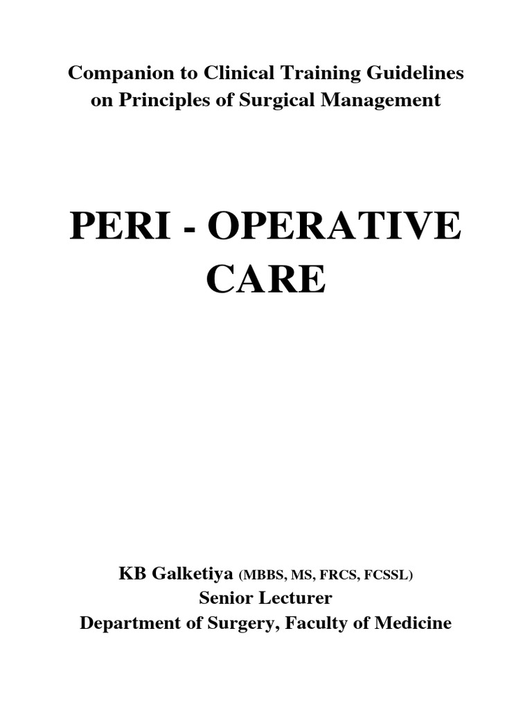 Peri-Operative Care | Download Free PDF | Shock (Circulatory) | Surgery