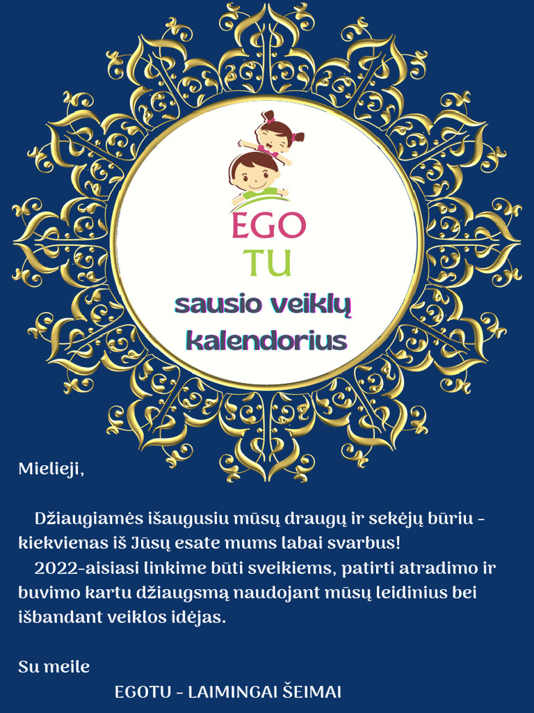 2022 EGOTU Veiklu Kalendorius Sausis Birzelis | PDF