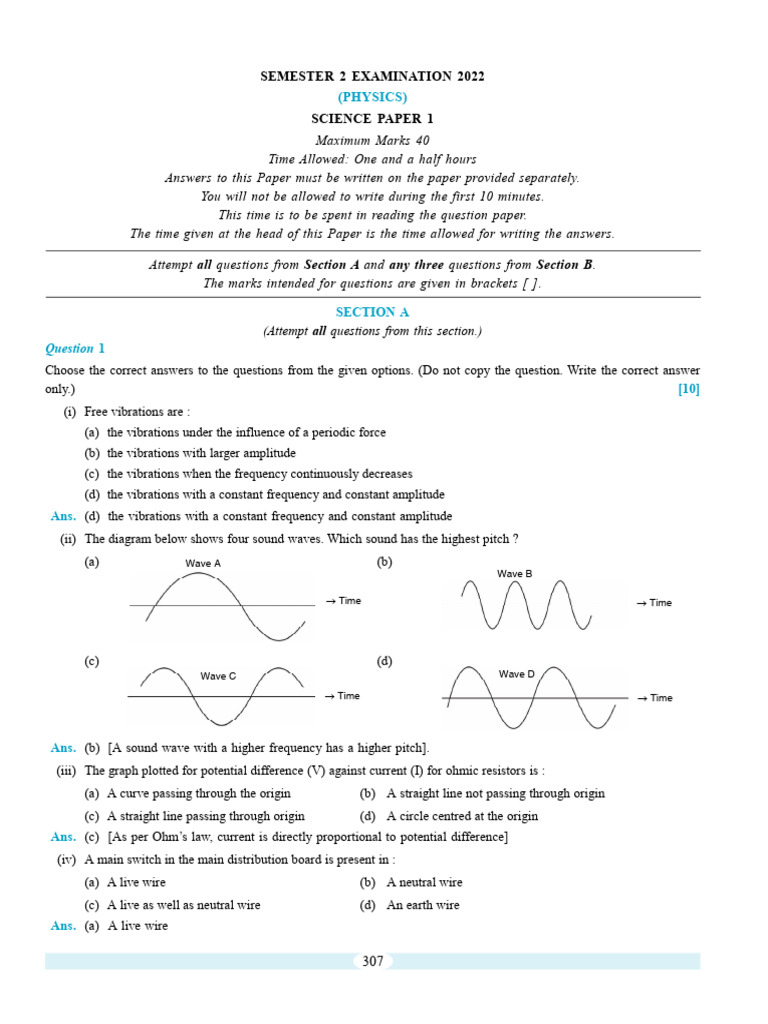 Physics Semester 2 Exam Paper 2022 | PDF | Electrical Resistance And ...