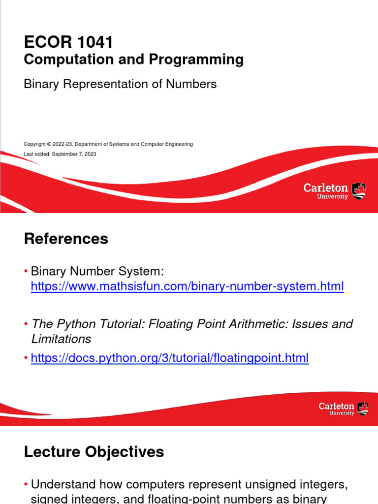 ECOR1041 L02 Representing Numbers | PDF | Decimal | Numbers