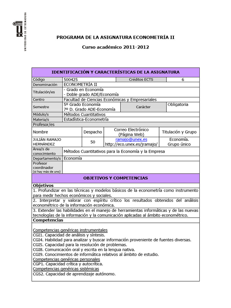 Econometria II | PDF | Econometría | Análisis de regresión