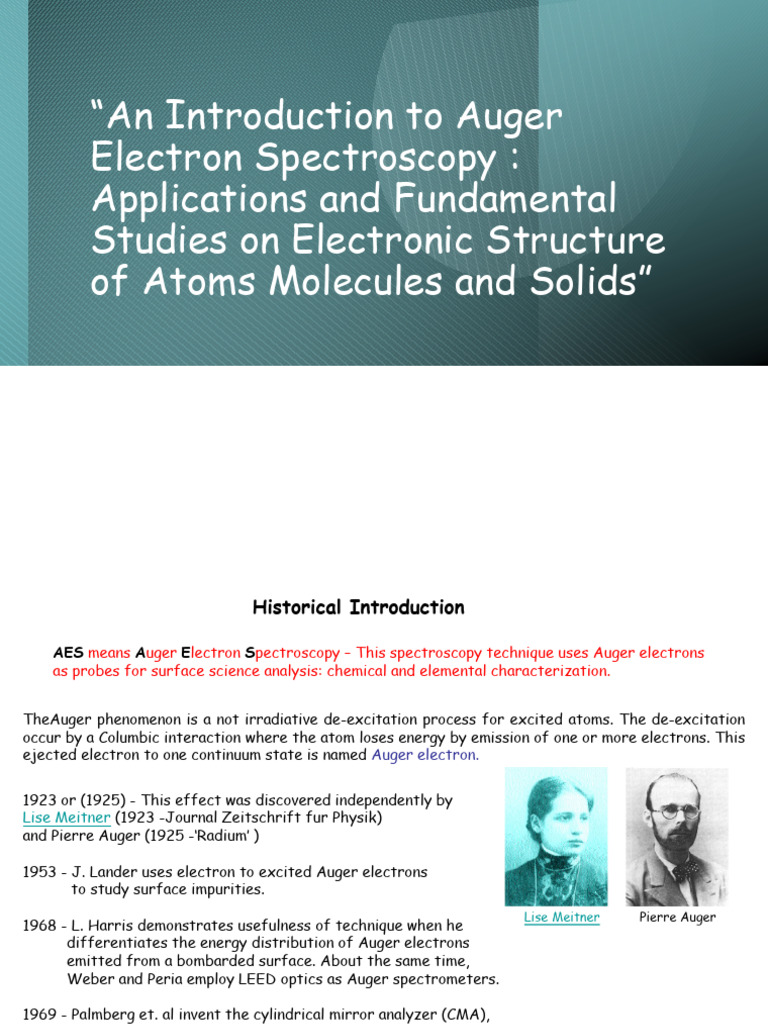 An Introduction to Auger Electron Spectroscopy | PDF | Atomic Physics | Optics